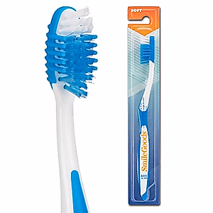 SmileGoods A351 Toothbrush, 35 Tuft, Soft Bristle, Individually Packaged Toothbrushes, Assorted Colors, Bulk Pack of 72