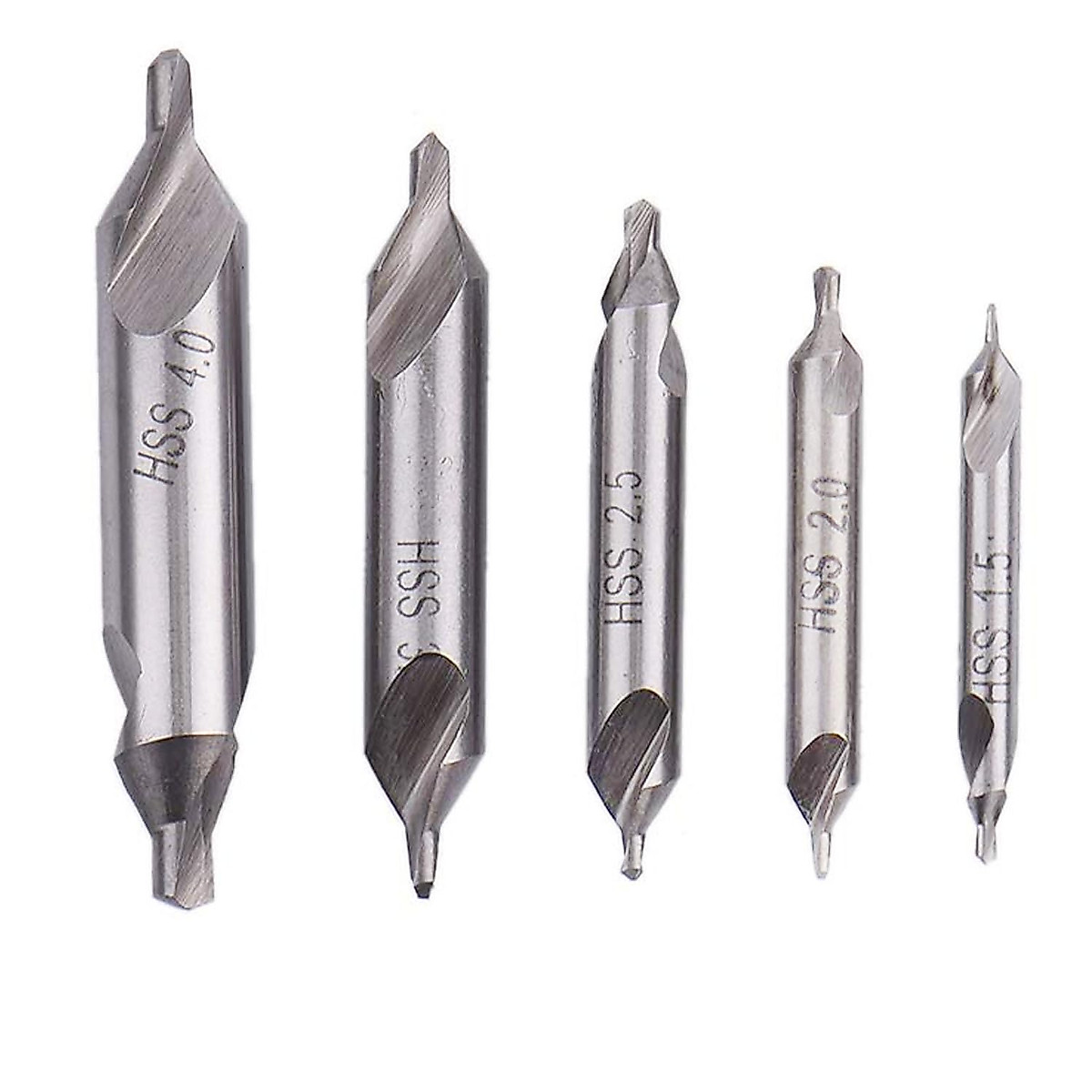 Combined Countersinks Drills Set Tool 5 Pack Center Drill Countersink Lathe Bit Mill Tooling Set Tip Angle 60 Degree Bits for Metal, Alloy, Copper, Iron, Aluminum, Titanium and Wood Working