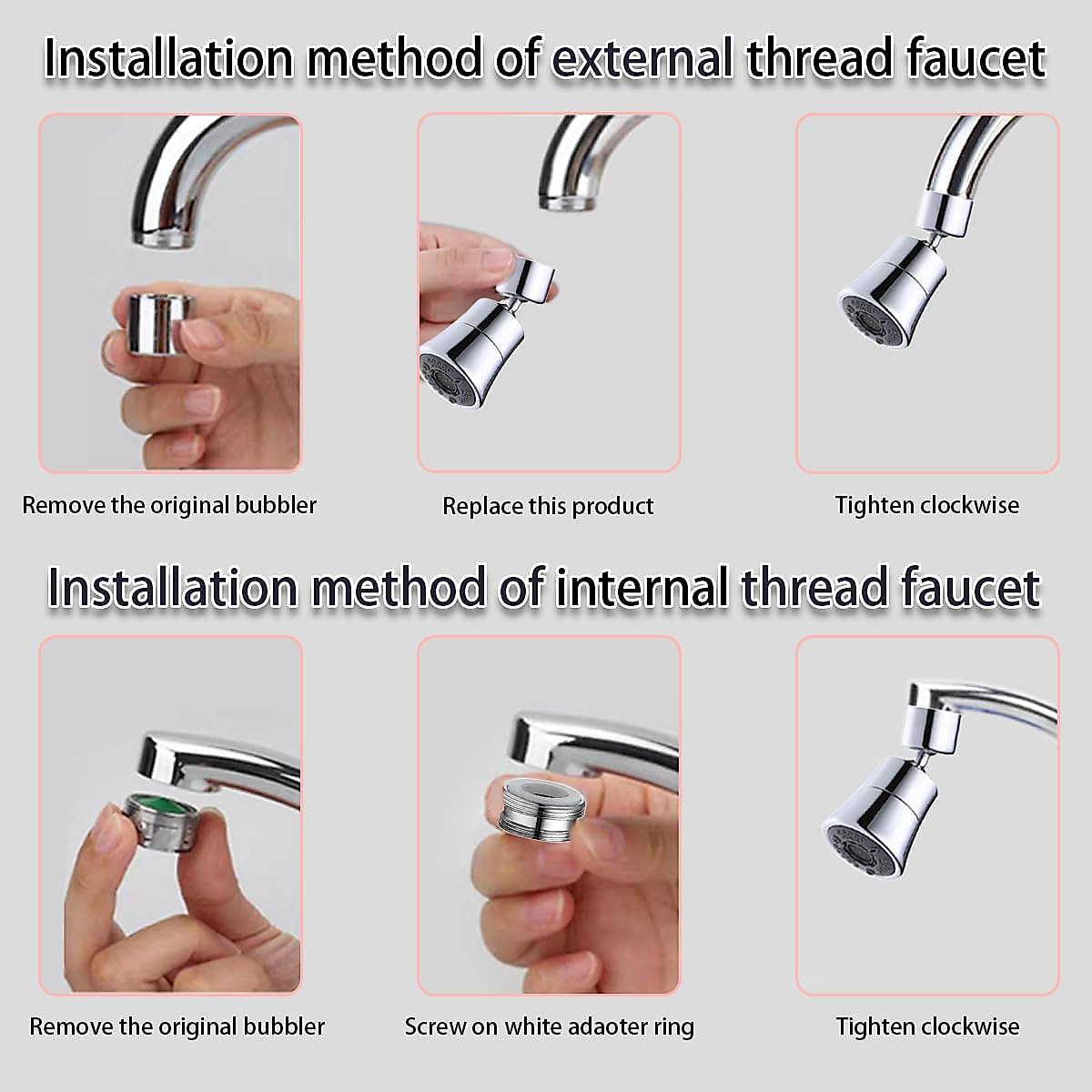 Faucet Extender Faucet Sprayer Attachment for Kitchen Sink, 5 Flow Mode Faucet Aerator 360° Swivel Anti-Splash Sink Sprayer Kitchen Faucet Head Replacement