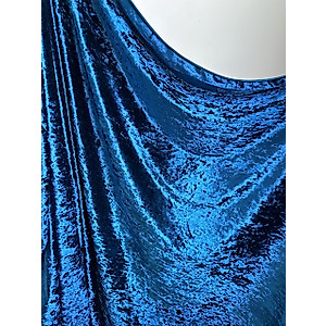 Premium Stretch Crushed Velvet Fabric by The Yard - Soft and Luxurious Fabric - Versatile and Stretchy - Ideal for Clothing Home Decor and Crafts (58 inches Width) - 1 Yard (Teal Blue)