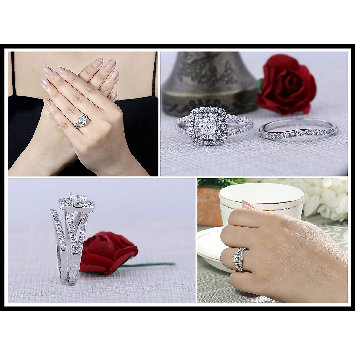 Dazzlingrock Collection 1.00 Carat (Cttw) 14K Round White Diamond Halo Engagement Ring Set 1 CT, White Gold, Size 5.5