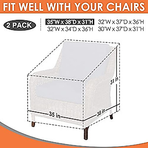 Heavy Duty Patio Chair Covers Waterproof, 2 Pack Lounge Deep Seat Cover 35"W x 38"D x 31"H, Heavy Duty Lawn Patio Outdoor Furniture Covers Waterproof with Air Vents for All Weather, Khaki & Brown