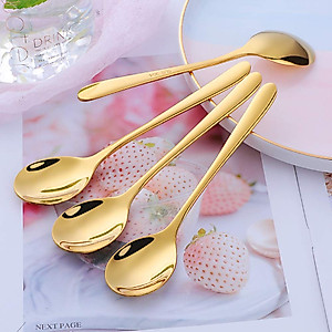 BuyGo 4-Piece Demitasse Espresso Spoon 6 Inch Rainbow Teaspoon for Cake Dessert Ice Cream Antipasto, Dishwasher Safe