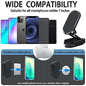 XEFINAL 2 Pack 2023 New Alloy Folding Magnetic Car Phone Holder，360° Rotation Magnetic Car Phone Holder，Metal Folding Universal Dashboard Car Phone Mount for Car (Black)