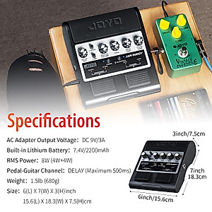 JOYO Portable Guitar Practice Amp & Pedal All-in-One Rechargeable Bluetooth Combo Guitar Amplifier with Effect & Footswitch Jam Buddy
