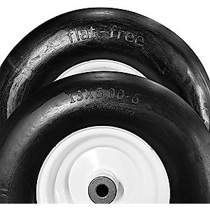HORSESHOE New 13x5.00-6 Flat Free Smooth Tire w/Steel Wheel for Residential Riding Lawn Mower (Deck 36"-46") Garden Tractor -hub Length 3.25"-5.9" - Bore ID 5/8" 135006 (2)