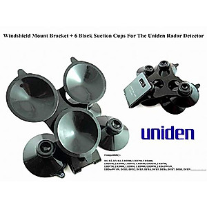 Improved Windshield Mount Bracket U3CBLK with 6 Black Suction Cups for Most Uniden Radar Detectors