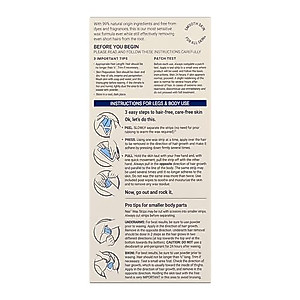 Nair Sensitive Hair Remover Wax Ready Strips, Legs and Body Hair Removal Wax Strips, 40 Count