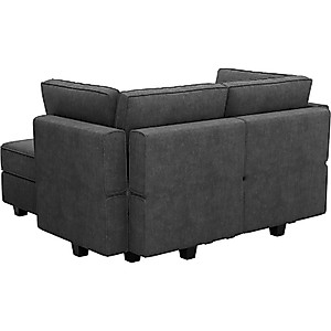 Belffin Modular Sofa Bed Sectional Sleeper Sofa Convertible Sectional Couch Bed Set Reversible Chaise Dark Grey