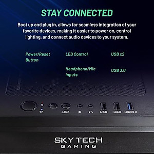 Skytech Chronos Gaming PC Desktop – Intel Core i7 12700F 2.1 GHz, NVIDIA RTX 4070, 1TB NVME SSD, 16GB DDR4 RAM 3200, 750W Gold PSU, 240mm AIO, 11AC Wi-Fi, Windows 11 Home 64-bit