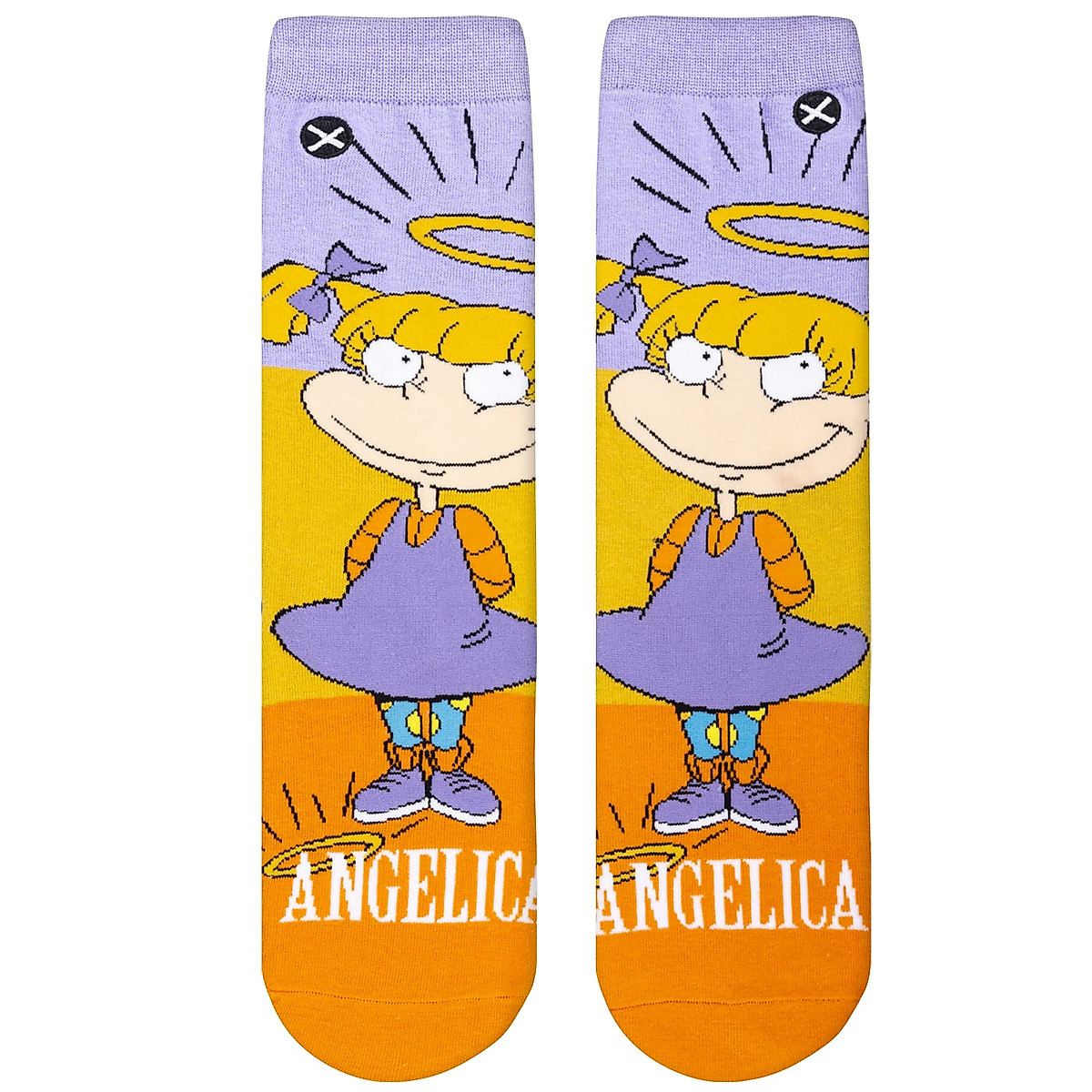 Odd Sox, Nickelodeon Rugrats Cartoon Socks, Angelica, Fun Novelty Women's Crew, Large