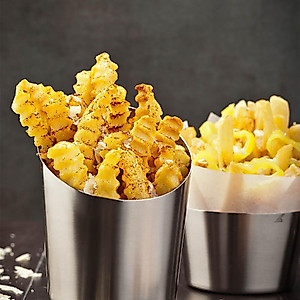 Met Lux 3.4 x 4.5 Inch French Fry Cup, 1 Tapered French Fry Holder - Satin Finish, Durable, Stainless Steel Fry Cup, For Serving Chips, Onion Rings, Tater Tots, or Vegetables - Restaurantware