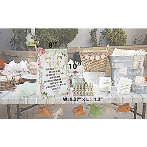 Don't Say Baby Baby Shower Game, Don't Say Baby Sign(Sign 8x10 Inch), Leafy Floral, 1 Standing Sign + 50 Clothespins(ds16)
