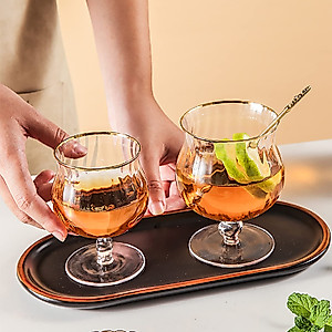 MSUIINT 2 Pcs Footed Ice Cream Cups, 7 Oz Small Cute Clear Glass Dessert Bowls/cups for Dessert, Sundae, Ice Cream, Fruit, Salad, Snack, Cocktail, Condiment, Trifle and Holiday Party, Clear Gold