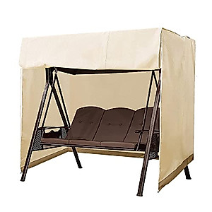 boyspringg Outdoor Swing Cover, Swing Cover 3 Seater Waterproof, 87x49x 67 Inch ,Porch Swing Cover for Outdoor Furniture,Durable Waterproof UV Resistant Weather Protector (Beige&Coffee)