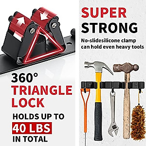 DunGu 2 Pack Broom Holder Wall Mounted Heavy Duty for Outside Mop Gripper Broom Bracket Mop Rack Holds Garden Tools,Broom Holder, Mop Hanger, broom Wall Holder,Shovels,Rakes,Brooms