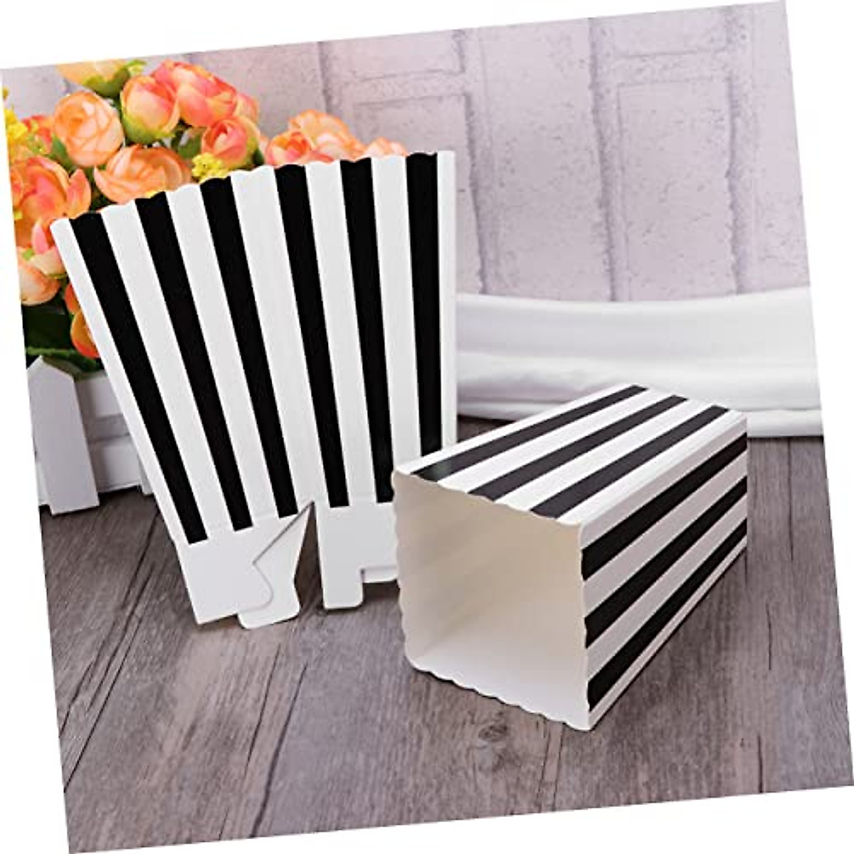 jojofuny 24pcs Popcorn Boxes Candy Containers Disposable Containers Snack Box Container Popcorn Bags Buckets Cardboard Container Popcorn Buckets Popcorn Boxes Party Bags Black Gift Box