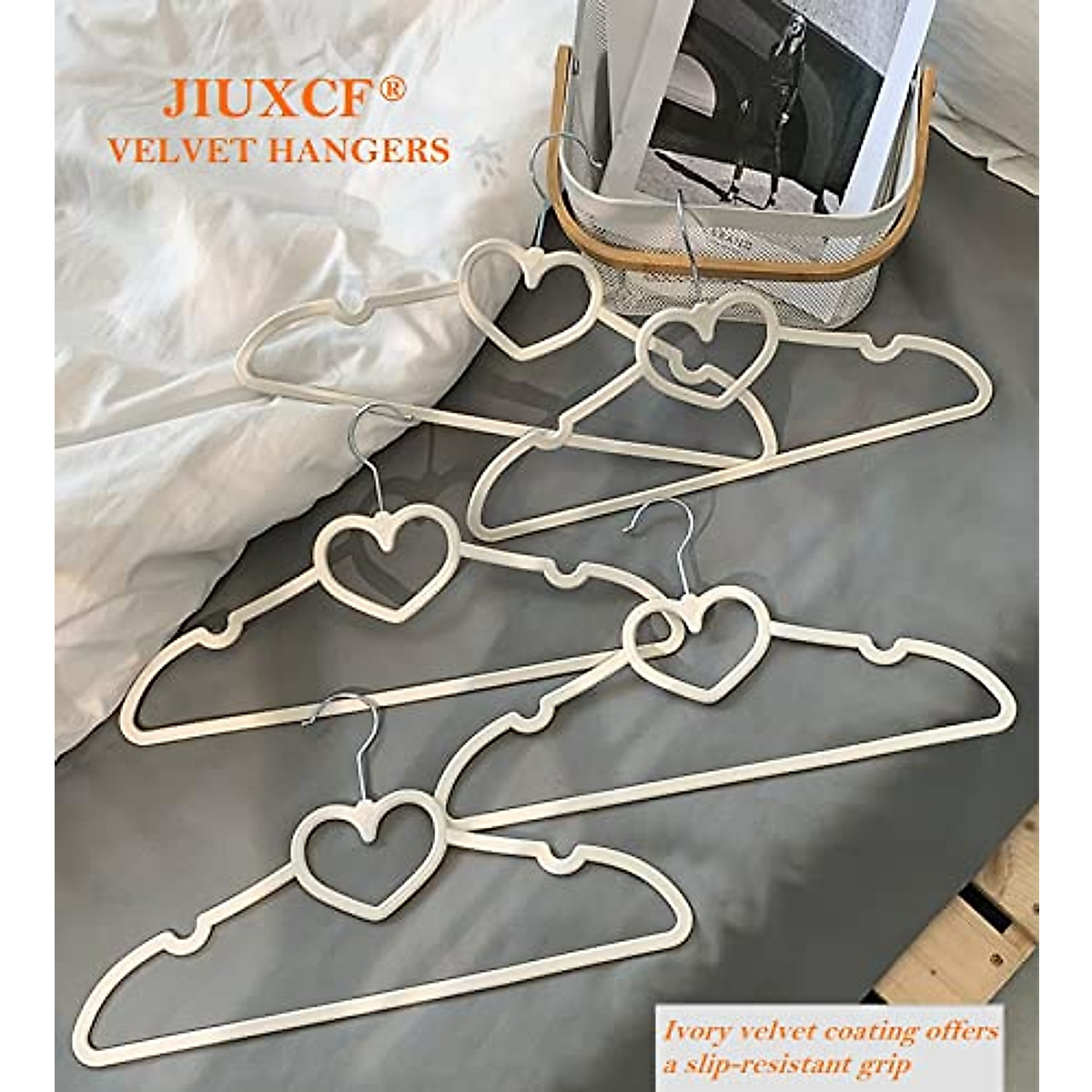 JIUXCF Velvet Hangers 20 Pack, 16" Non Slip Adult Hangers, Slim Clothes Hanger with 360 Degree Swivel Hook - Durable & Cute for Coats, Shirts, Dress (Mix Color)