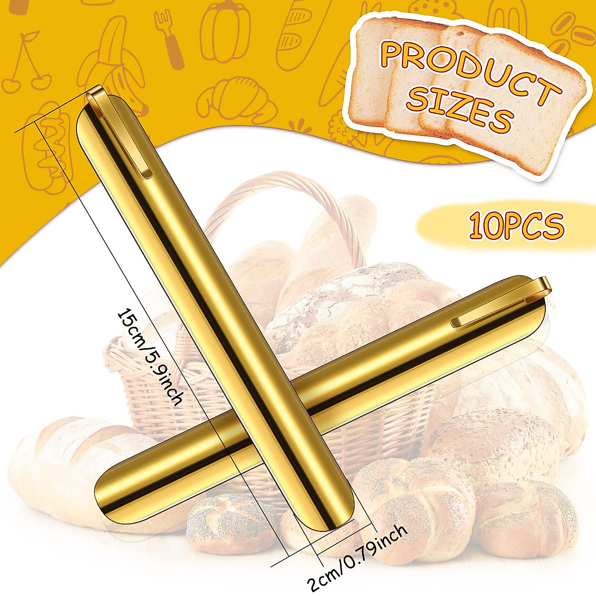 Crumbers for Servers, Table Crumb Sweepers Bread Crumber Cleaner Stainless Steel Table Crumbers for Tablecloth in Restaurants and Homes, Servers, Waiters, Waitresses Tool Accessories(Gold, 10)