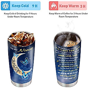 CGMIBAS Gifts For Niece, Niece Gifts From Aunt, Niece Birthday Gifts, Niece Coffee Cup Tumbler, Niece Butterfly Cup, Christmas Gifts for Niece Stainless Steel Insulted Travel Mug 20oz