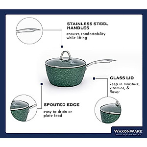 Emerald 2.5 Quart Saucepan with Lid, Ultra Nonstick Sauce Pan, Small Pot with Lid, NonToxic Ceramic Nonstick Saucepan,Small Sauce Pot, Cooking Pot, Dishwasher Safe Sauce Pan, Small Pots for Cooking