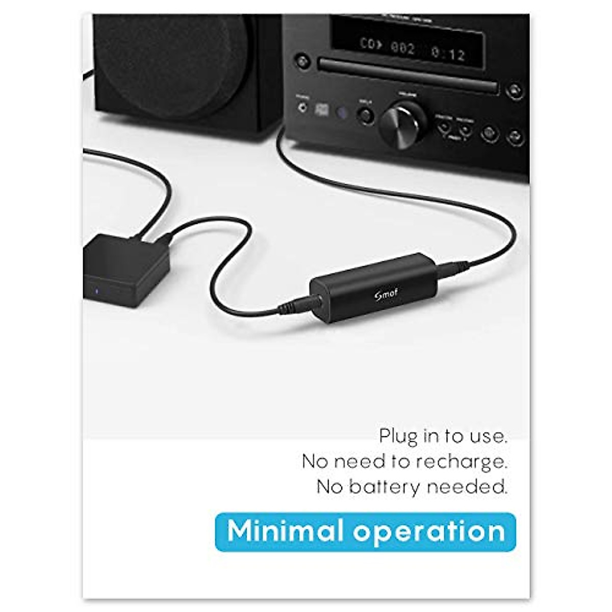 Smof Ground Loop Noise Isolator for Car Audio/Home Stereo System/Speaker/Bluetooth Adapter Receiver/Car Kit (Eliminate The Buzzing Noise Completely) with Jack 3.5mm Audio Cable