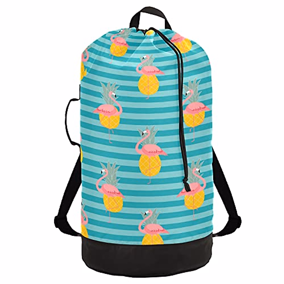 Flamingo Pineapple Thanksgiving Laundry Bag Heavy Duty Laundry Backpack with Shoulder Straps Handles Travel Laundry bag Drawstring Closure Dirty Clothes Organizer For Apartment College Dorm Laundromat