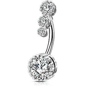 OUFER 316L Surgical Steel Belly Button Rings Clear CZ Navel Rings Belly Rings Belly Piercing