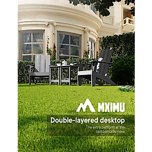 MXIMU Outside Adirondack Square Side Table, Weather Resistant Patio Table, Outdoor End Tables for Backyard, Pool, Indoor Companion, Front Porch