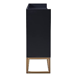 Modern Sideboard, Wooden Buffet Cabinet with Metal Base and Large Storage Space, Buffet Server Console Table Floor Cabinet for Dining Room, Entryway (Black #b)