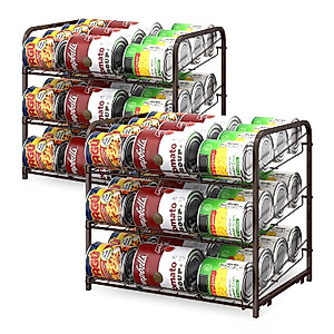 Vrisa Can Organizer for Pantry 2 Pack Stackable Can Rack Organizer Holde up to 72 Cans Canned Good Dispenser for Pantry, Kitchen, Cabinet, Small Spaces White 3-Tier