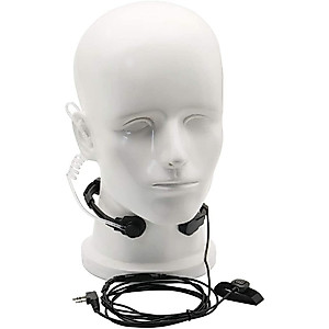 Flexible Throat Mic Microphone Covert Acoustic Tube Tactical Walkie Talkies Earpiece Headset with Finger PTT is Compatible with Midland LXT118 GXT1000VP4 LXT500VP3 LXT600VP3 LXT380 2-pin