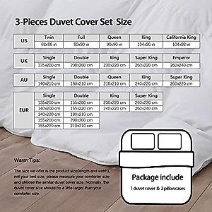 RIVINE Bedding Duvet Cover Set 3 Pieces Boho Floral Printed Pattern Soft Cozy All Season Beding Set with 2 Pillowcases Hotel Quality Twin