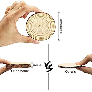 ATDAWN Natural Wood Slices with Holes, 30 Pcs Unfinished Wooden Circles, Craft Wood kit, Christmas Ornaments DIY Crafts (2.4"-2.8")