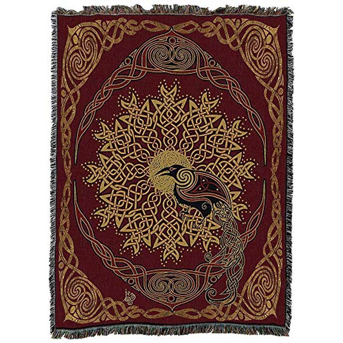 Pure Country Weavers Solstice Ravens Blanket by Jen Delyth - Celtic Gift Tapestry Throw Woven from Cotton - Made in The USA (72x54)