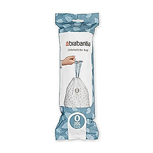 Brabantia PerfectFit Trash Bags (Size O/8 Gal) Thick Plastic Trash Can Liners with Drawstring Handles (120 Bags)