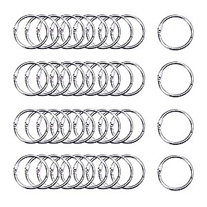 HAUTOCO 100Pcs 1.2 Inch Loose Leaf Binder Rings 30mm Silver Metal Book Rings Flash Cards Rings Keychain Key Rings for School Home Office