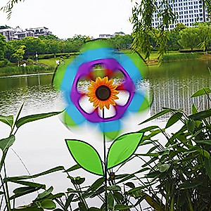 Rainbow Sunflower Garden Pinwheels Whirligigs Wind Spinners Kids Toys for Yard Decor Windmill Bird Deterrent Lawn Decorations Decorative Garden Stakes Outdoor Whimsical Baby Gifts