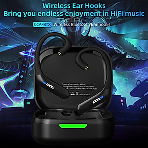 CCA BTX Bluetooth 5.2 Module IEM Bluetooth Adapter with Mic Waterproof Ear Hook Extra Long Battery Life Bluetooth Cable for ​KZ ZS10 PRO/ZSN Pro X/ZSN PRO/ZSN/AS16/ZAX/DQ6 CA16 /C12/CRA(C pin)