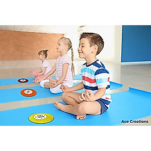 Set of 12 9-Inch Poly Vinyl Spot Markers Numbers 0-10 with 1 Blank in Spanish, French, English with Montessori Shapes for Classroom, Gym, Sports Teams, Preschool, Kindergarten, Elementary School