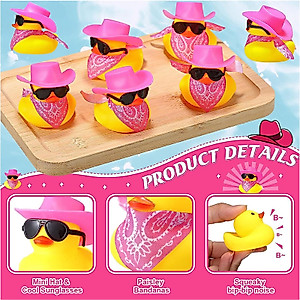 Duck for Cars, Rubber Duck for Car Dashboard, Squeaky Duck Bath Toy Yellow Duck Car Ornament Fun Cowboy Duck Goody Bag Fillers, Car Ornaments for Dashboard