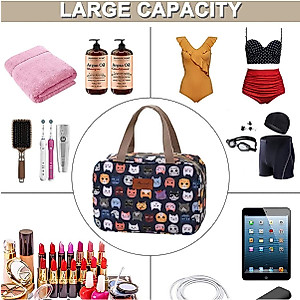 Hjkiopc Large Makeup Bag Toiletry Bag for Women Make Up Bag Cosmetic Bag Toiletries Bag Brush Bags for Traveling (Cute Cat)