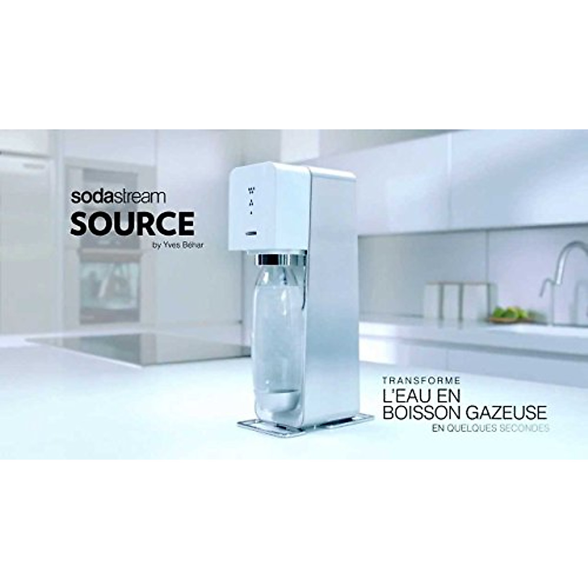 Sodastream Source Sparkling Water Maker Starter Kit with 60 Liter CO2 and 1Liter Bottle, White