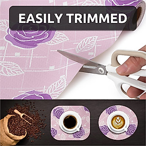 12X120 Inch Shelf Liner for Kitchen Cabinets, PVC Drawer Liner for Dresser Non-Slip Bathroom, Non-Adhesive Cabinet Liner Washable (Purple Bloom)(1 Roll)