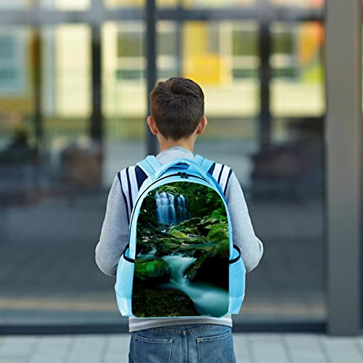 VBFOFBV Unisex Adult Backpack with for Travel Work, Rainforest Waterfall Landscape
