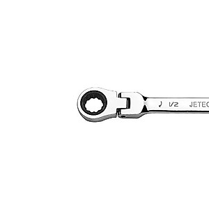 Jetech 1/2 Inch Flexible Head Gear Wrench, Industrial Grade Flex Ratcheting Spanner Made with Forged, Heat-Treated Cr-V Alloy Steel, Full Polished 12 Point Flex-Head Ratchet Combination Wrench, SAE