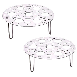 Steaming Rack, 2 Pack 6.7 Inch Round Food Grade Stainless Steel Steamer Plate for Food Steaming, Cooling and Roasting Cooking in Kitchen and Outdoors (2 silver)
