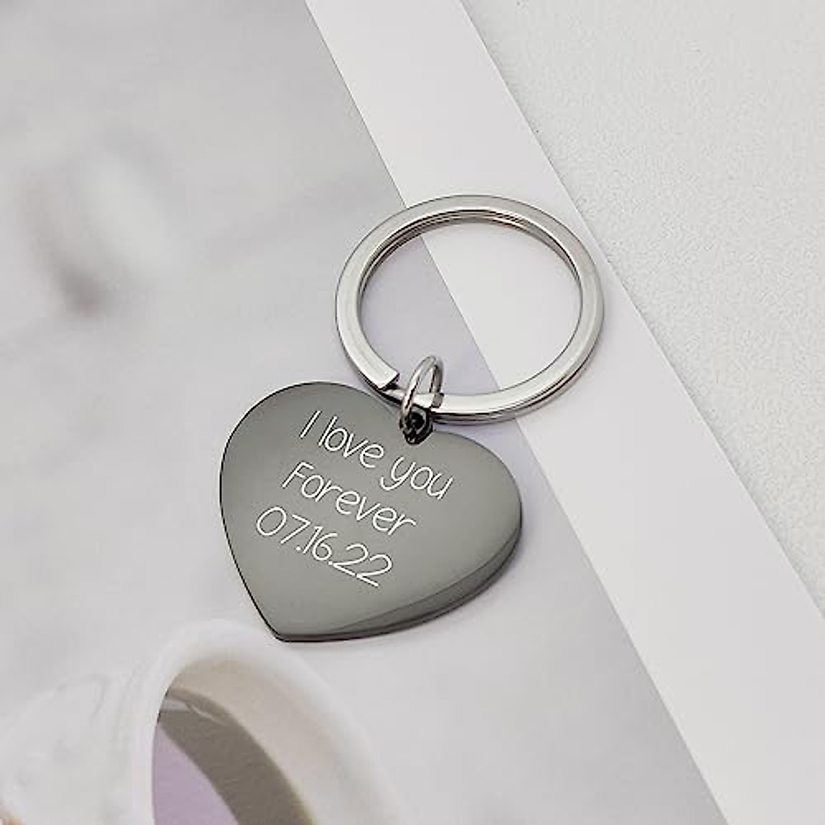 SEKECHIKU Personalized Photo Keychain -Picture Keychain Customized - Laser Etched Design - Unique Customized Gift for Boyfriend Girlfriend