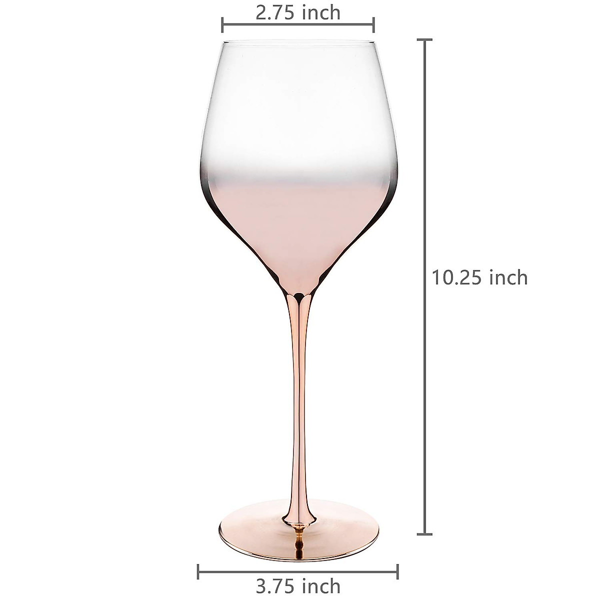MyGift White Wine Glasses Set of 4, Ombre Rose Gold Colored Wine Glasses Stemware