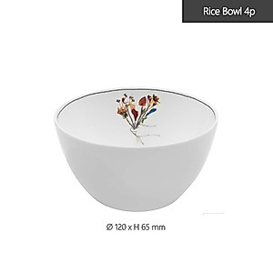 Hankook Chinaware Bouquet of Flowers Dining Set for 4, Dinnerware, Korean Fine Bone-China, Dojagi